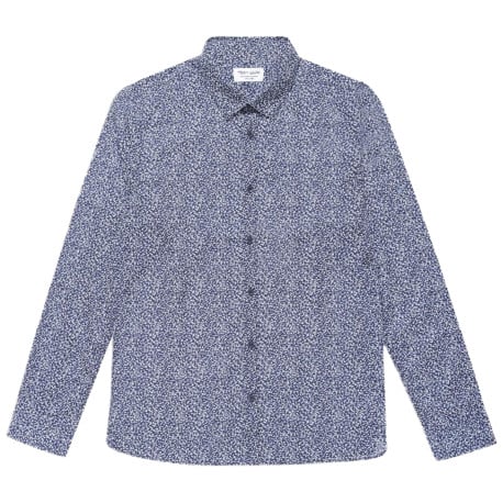 Chemise en coton bleue fleurie avec une coupe droite et fermeture boutonnée TEDDY SMITH - CCV Mode
